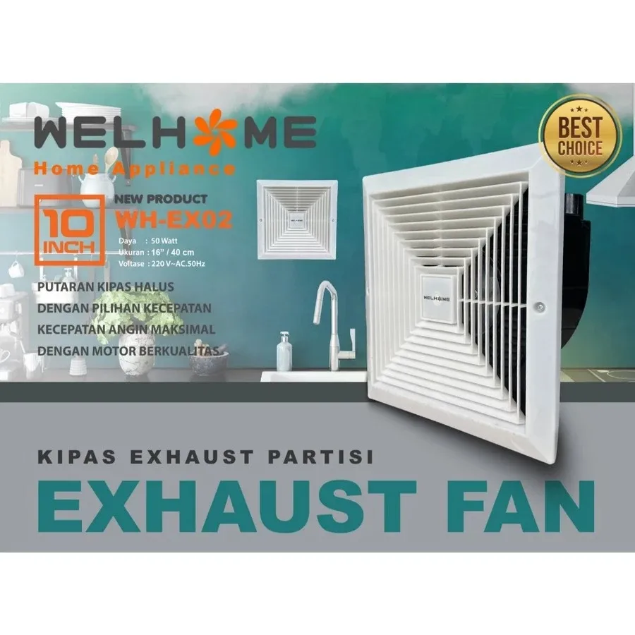 WELHOME Hexos Dinding Exhaust Fan Penyedot Udara Ruangan 10 Inch SNI WH ...