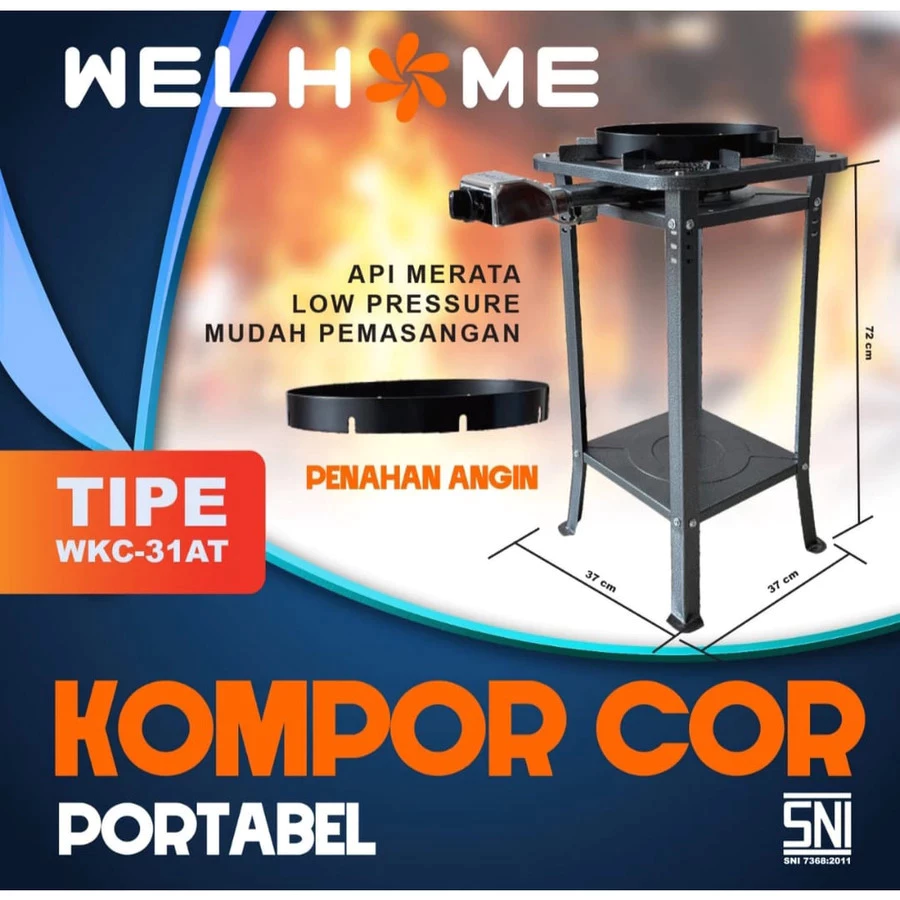 WELHOME Kompor Gas Cor 1 Tungku Kompor Cor Komersial Api Stabil SNI WKC ...